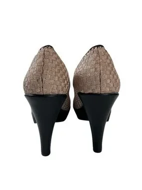 bernie mev. | Shoes | Bernie Mev Legend Woven Taupe Pumps With Black ...